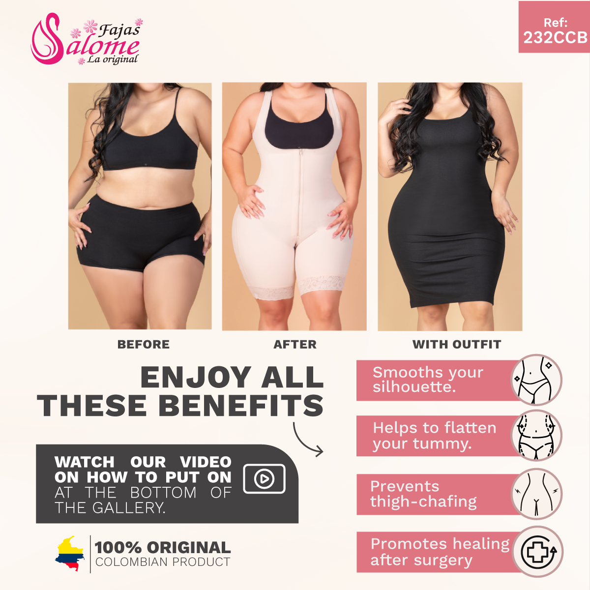 Salome 232-CCB | Full Body Shaper Faja w/ Butt Lifter and Waist Shaper – Shapes Secrets Fajas